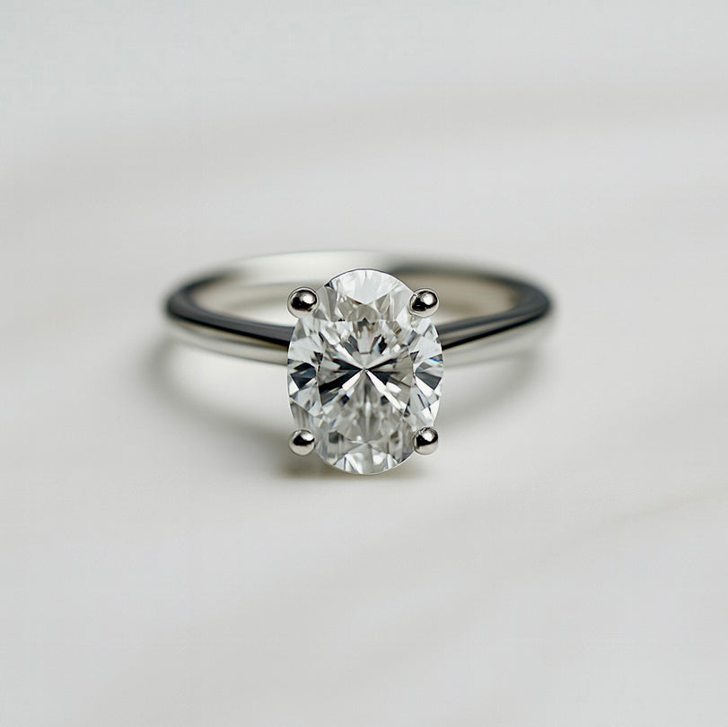Cathedral Set Classic Oval Cut Solitaire - 1.80ct+ (9.5mm+, D/E & VVS ...